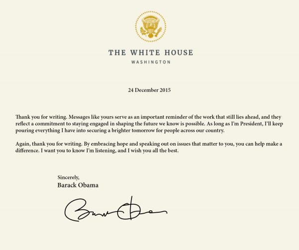 Letter of Appreciation from Barack Obama – Sankarshan Das